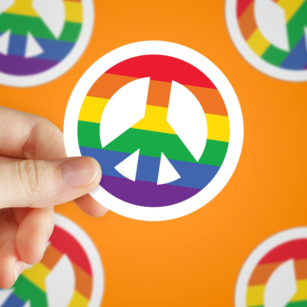 Pride Flag Peace Sign Sticker | Cute Waterproof Vinyl Decal for Laptops ...