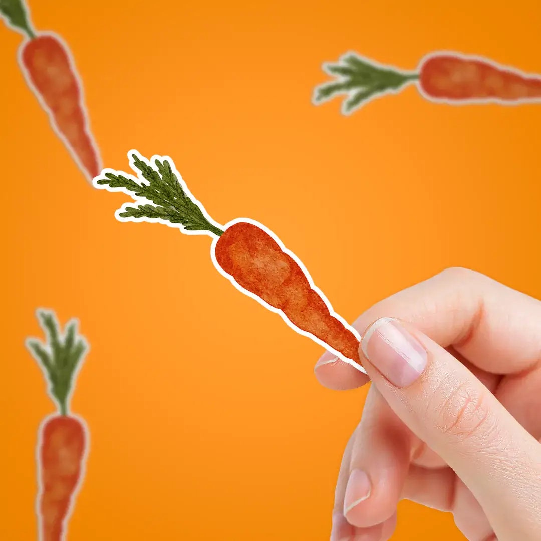 Carrot Sticker | Cute Waterproof Vinyl Decal for Laptops, Water Bottles ...