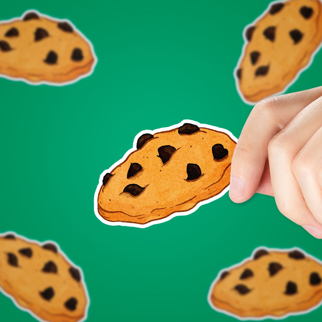 Chocolate Chip Cookie Sticker | Cute Waterproof Vinyl Decal for Laptops ...