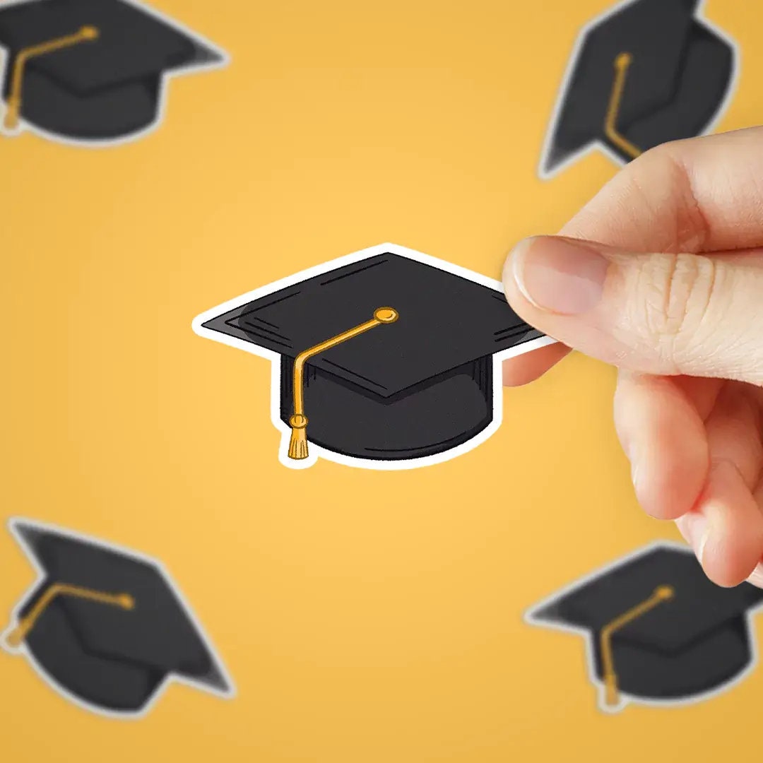 Graduation Cap Sticker | Cute Waterproof Vinyl Decal for Laptops, Water ...