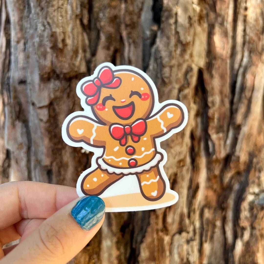 Gingerbread Woman Sticker Cute Waterproof Vinyl Decal for Laptops ...