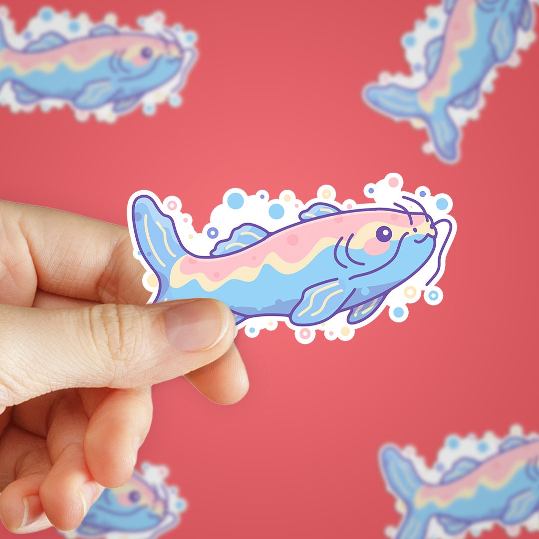 Catfish Sticker | Cute Waterproof Vinyl Decal for Laptops, Water ...