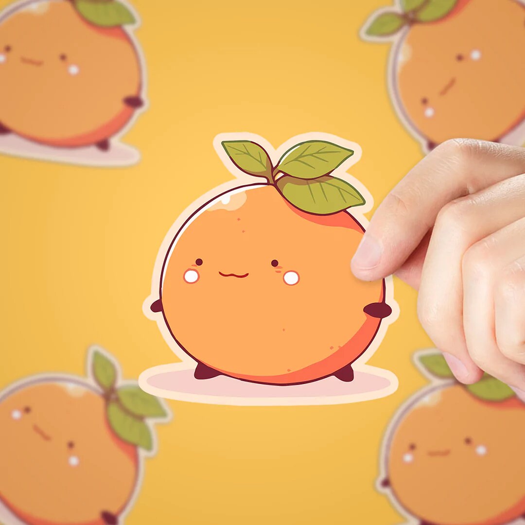 Happy Cute Orange Sticker | Cute Waterproof Vinyl Decal for Laptops ...