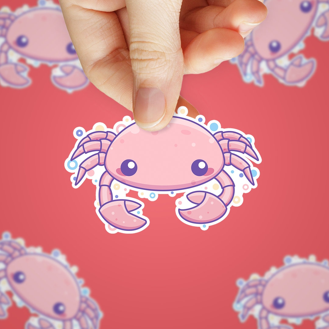 Crab Sticker | Cute Waterproof Vinyl Decal for Laptops, Water Bottles ...