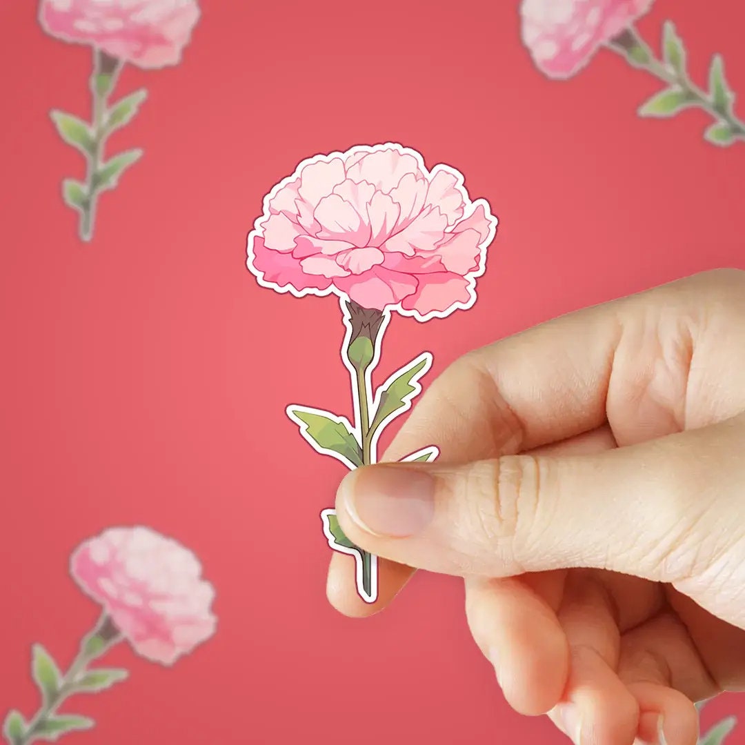 Carnation Sticker | Cute Waterproof Vinyl Decal for Laptops, Water ...
