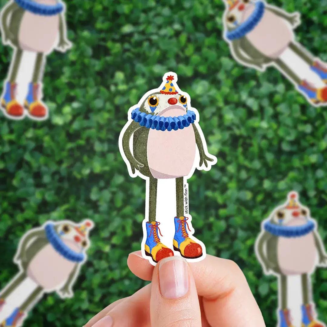 Clown Frog Vinyl Sticker, Vinyl Sticker, Waterproof, Frog Lover, Cute ...
