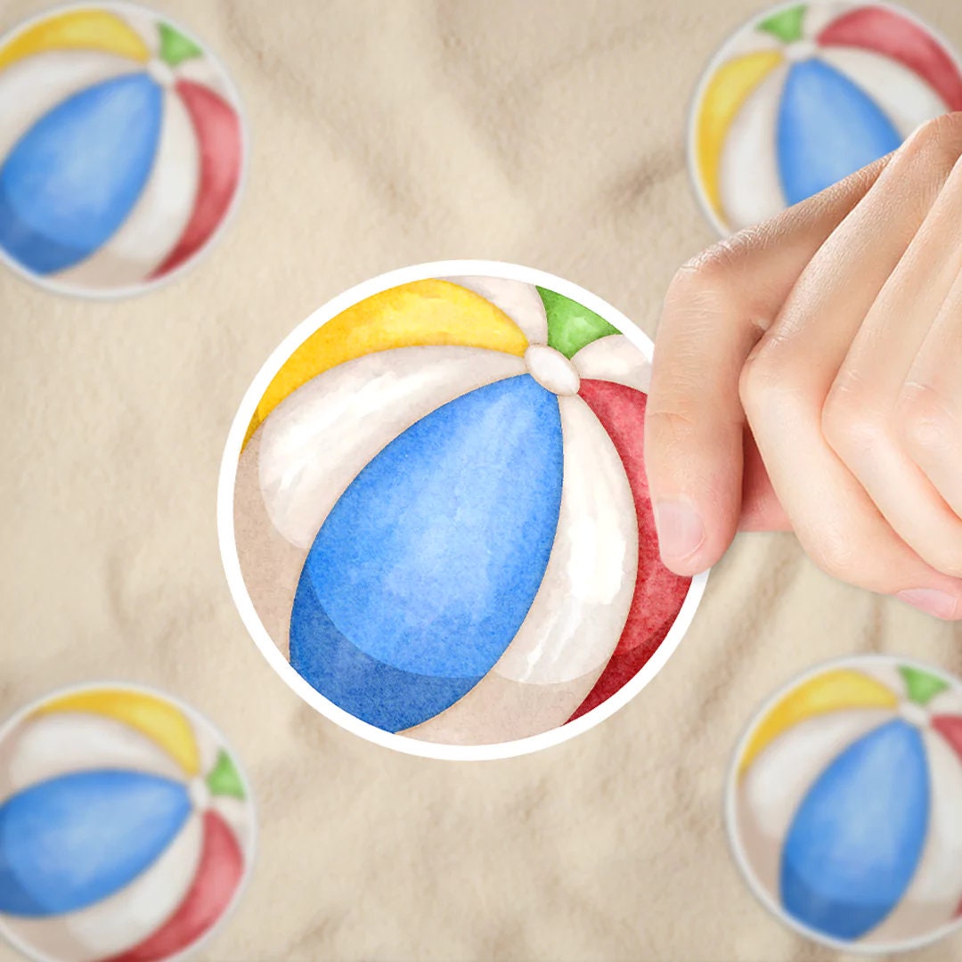 Beach Ball Sticker, Summer Vinyl Sticker, Waterproof Sticker, Beach ...