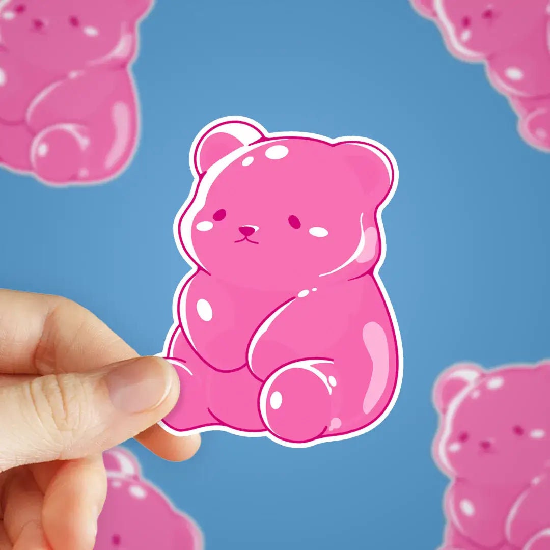 Pink Gummy Bear Sticker | Cute Waterproof Vinyl Decal for Laptops ...