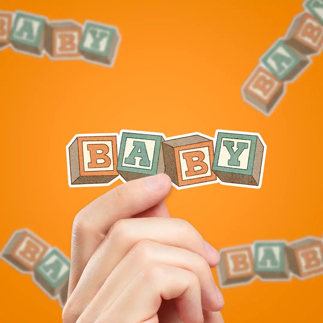 Baby Alphabet Blocks Sticker, for Parents, Vinyl, Waterproof, Water ...