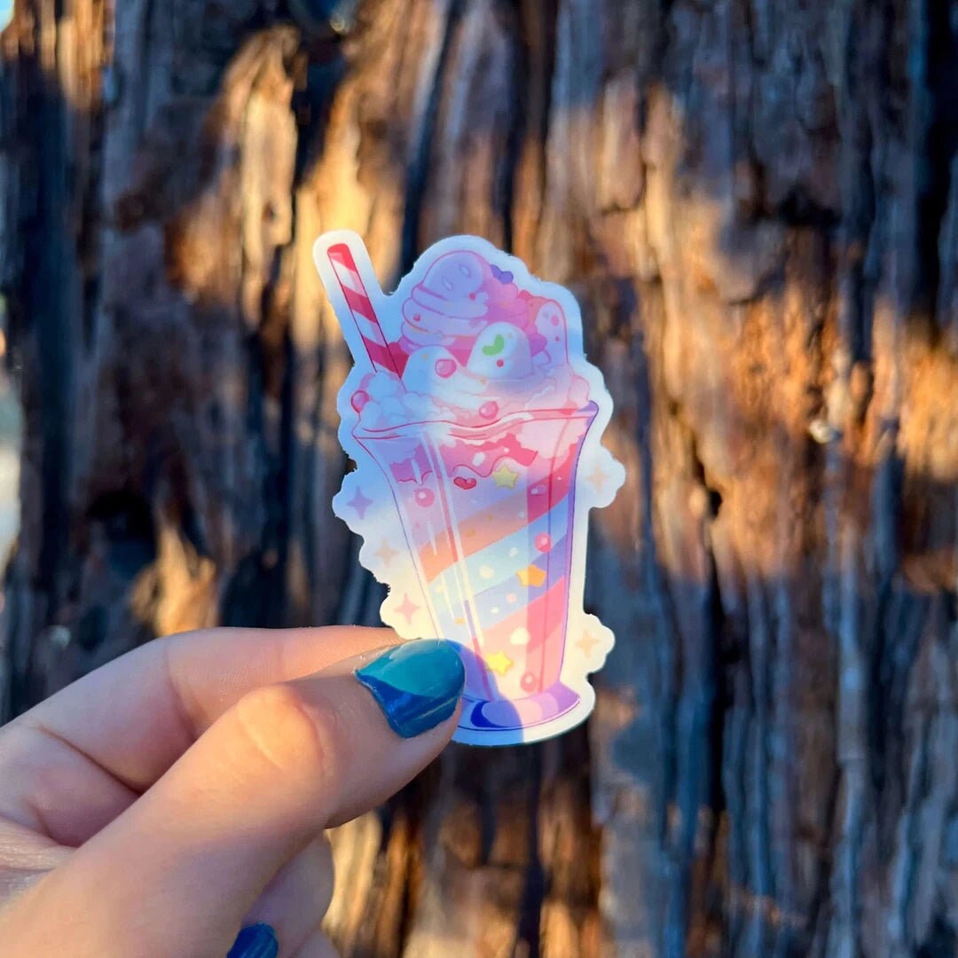 Rainbow Milkshake Sticker, Cute, Premium Matte Vinyl, Waterproof ...