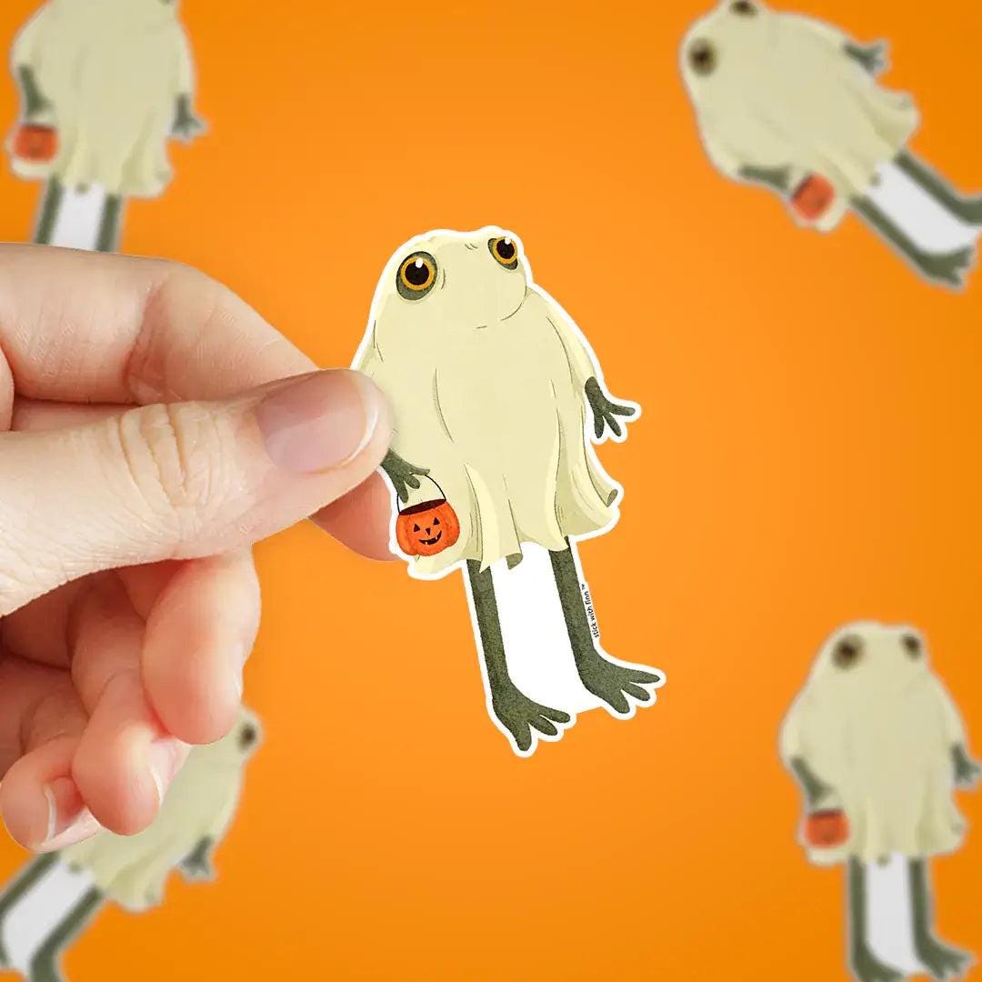 Ghost Frogson Sticker, Ghost Frog Vinyl Decal, Halloween Vinyl Sticker ...