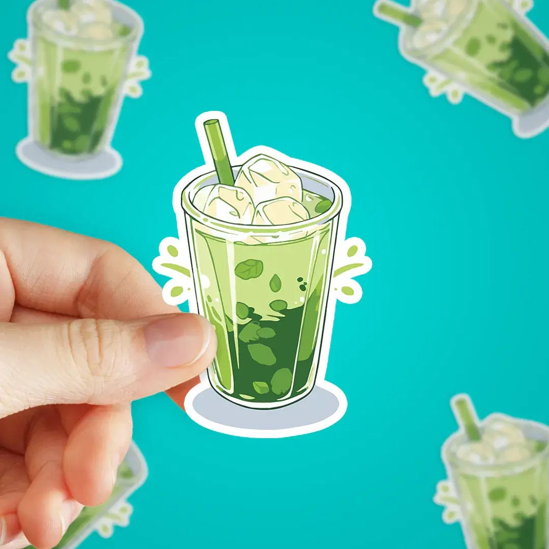 Matcha Iced Latte Sticker | Cute Waterproof Vinyl Decal for Laptops ...
