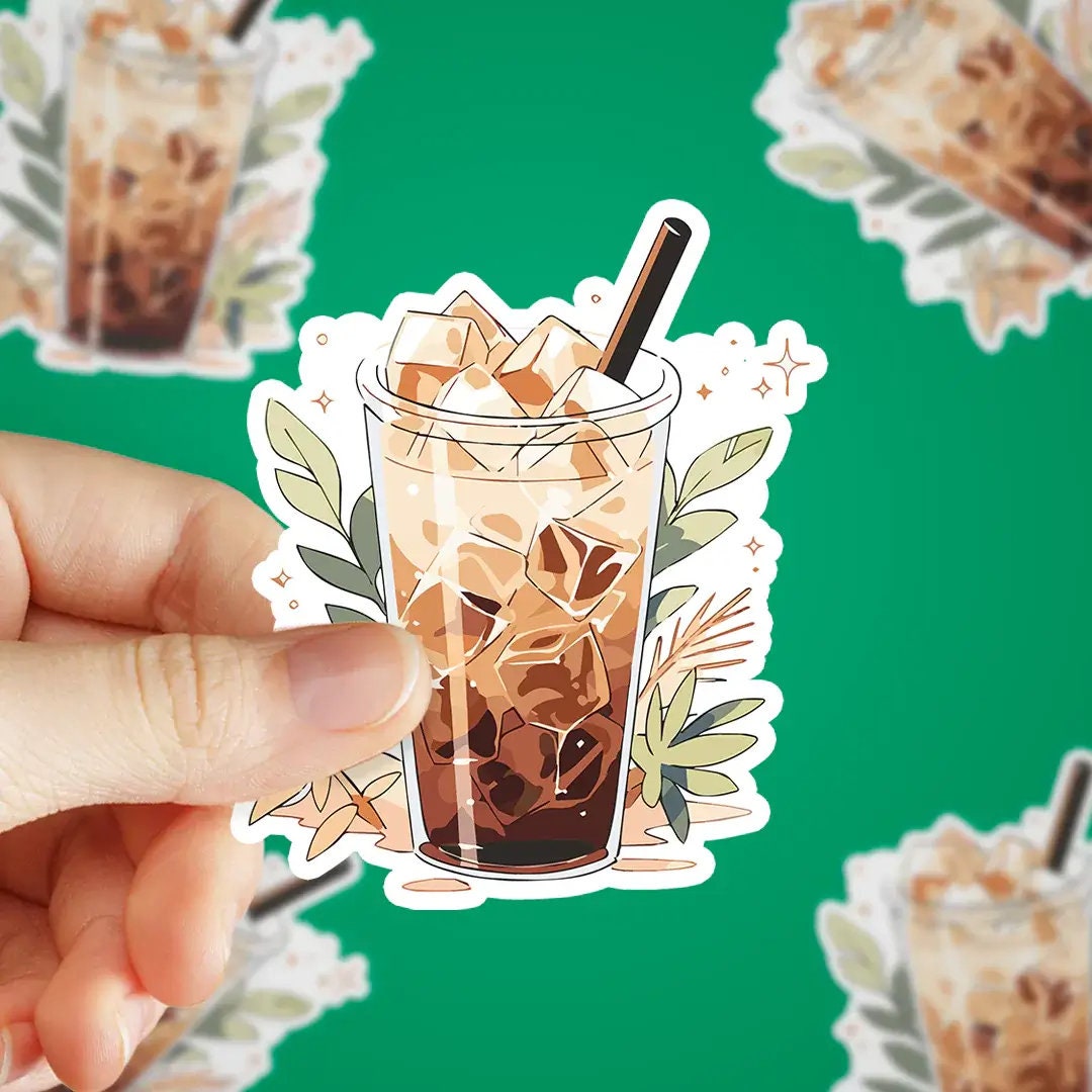 Iced Latte Sticker | Cute Waterproof Vinyl Decal for Laptops, Water ...