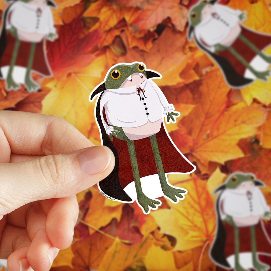 Dracula Frog Sticker, Cute Vampire Frog, Halloween Vinyl Sticker ...