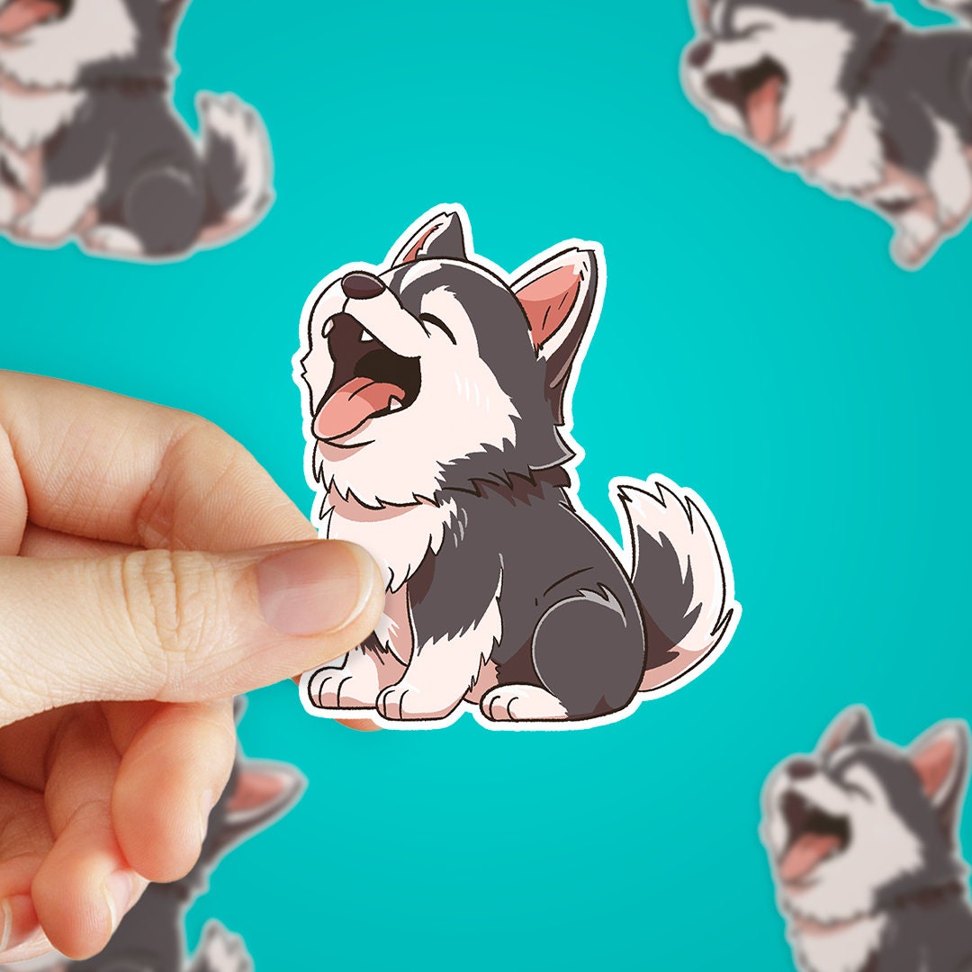 Husky Dog Sticker | Cute Waterproof Vinyl Decal for Laptops, Water ...