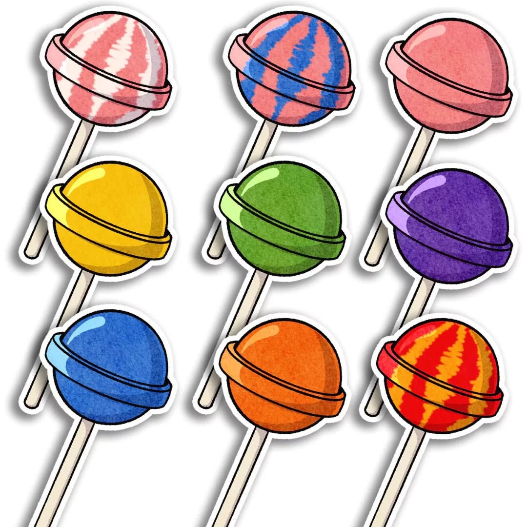 Lollipop Sticker, Dessert Sticker, Food, Cute, Colorful Gift, Gift for ...