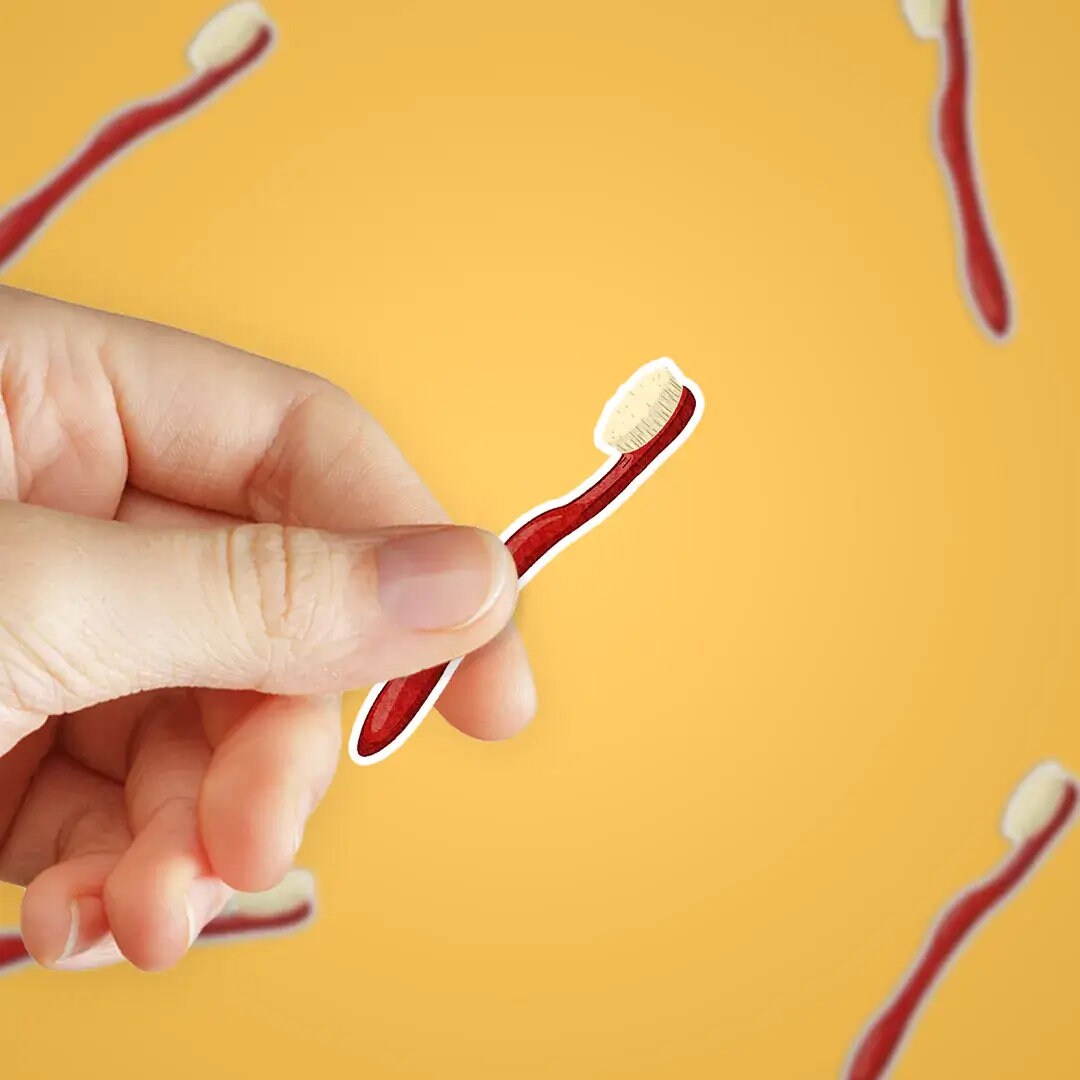 Toothbrush Sticker | Cute Waterproof Vinyl Decal for Laptops, Water ...