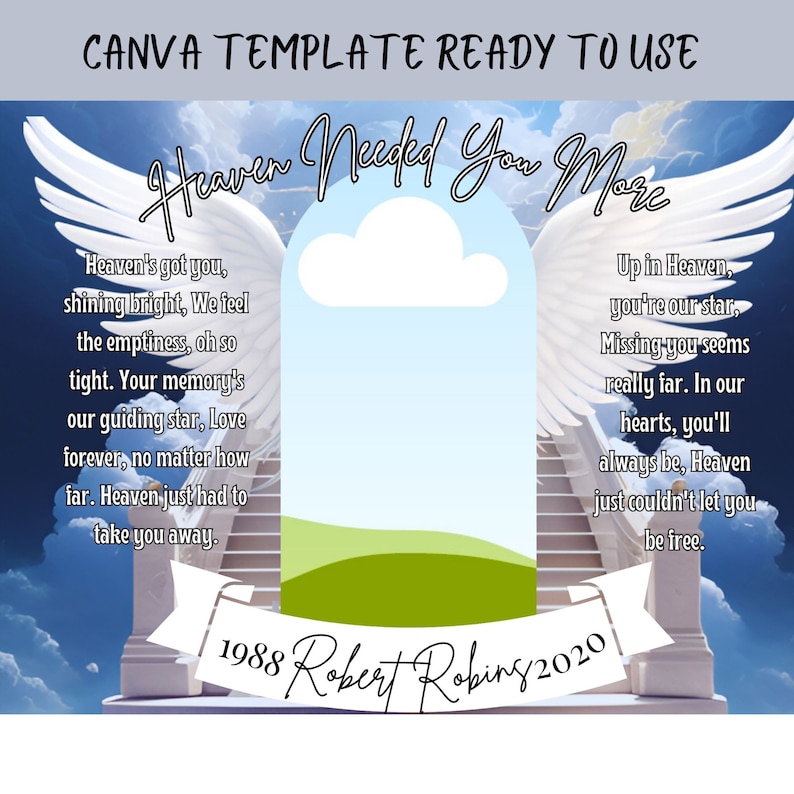 Personalized Memorial Poem Funeral Card Template (PNG) - Etsy