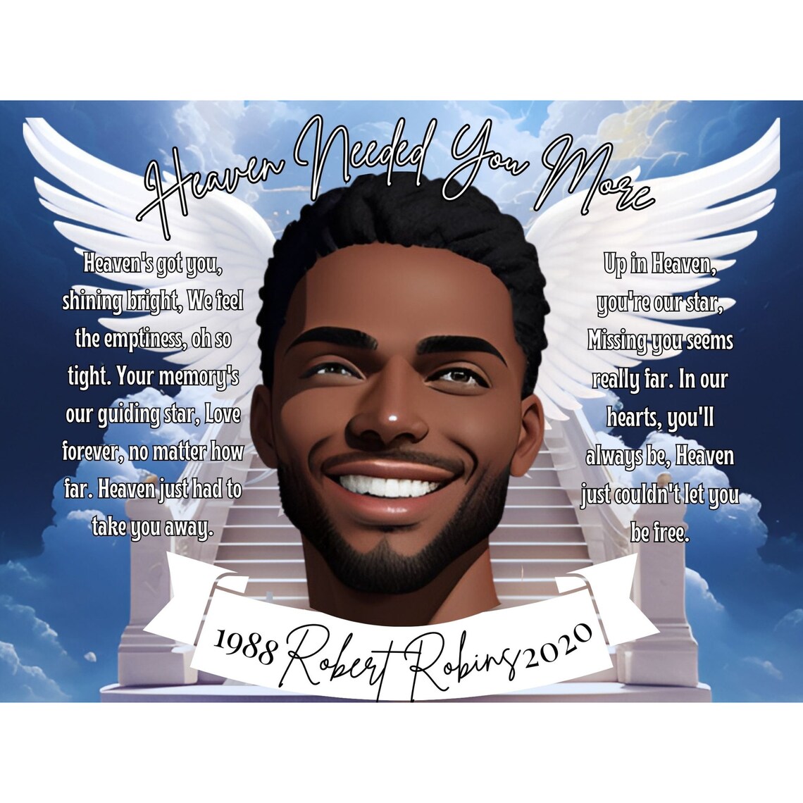 Personalized Memorial Poem Funeral Card Template (PNG) - Etsy