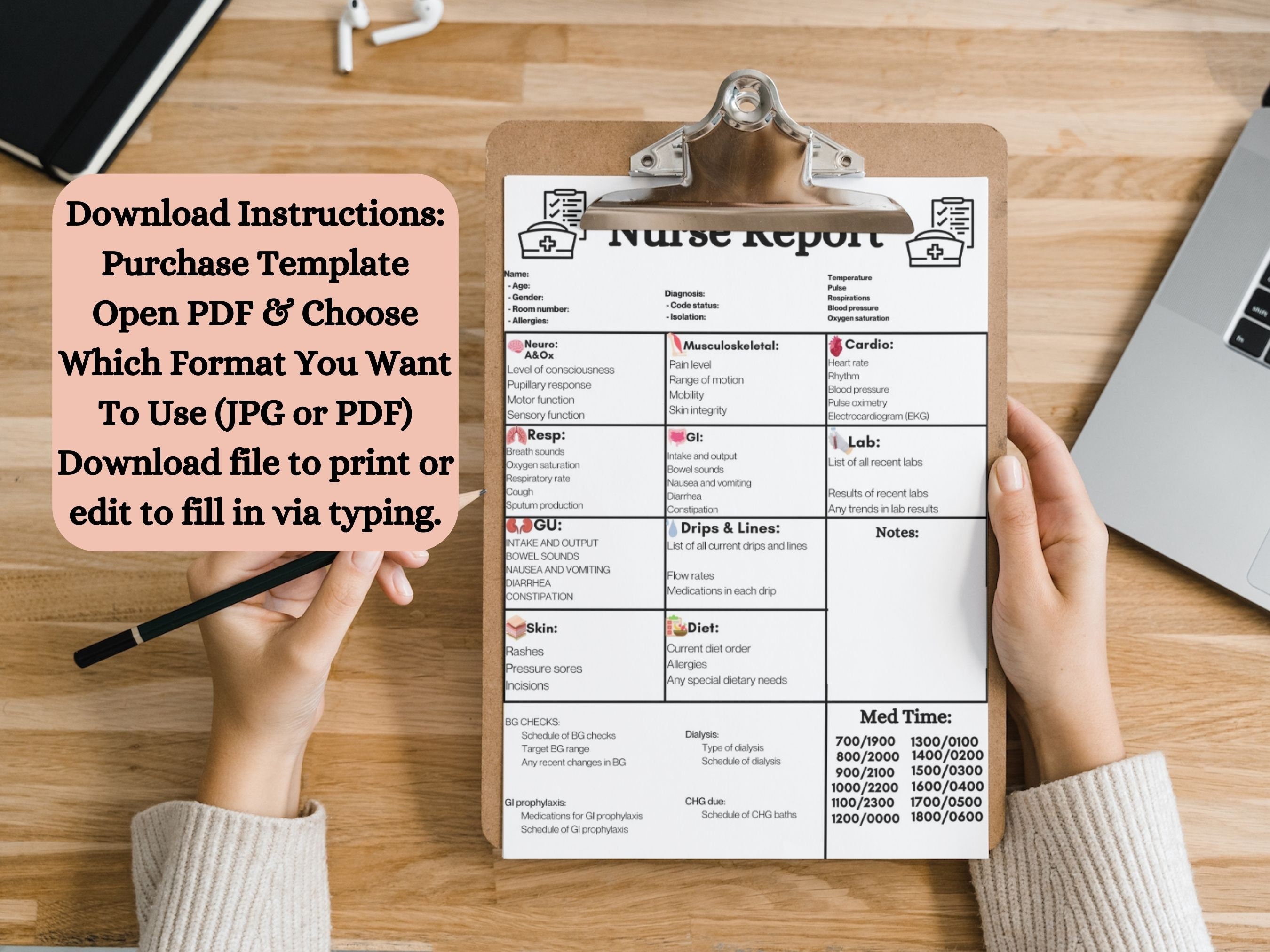 Nurse Report Sheet Nurse Handoff Report Sheets Nurse Patient Report ...