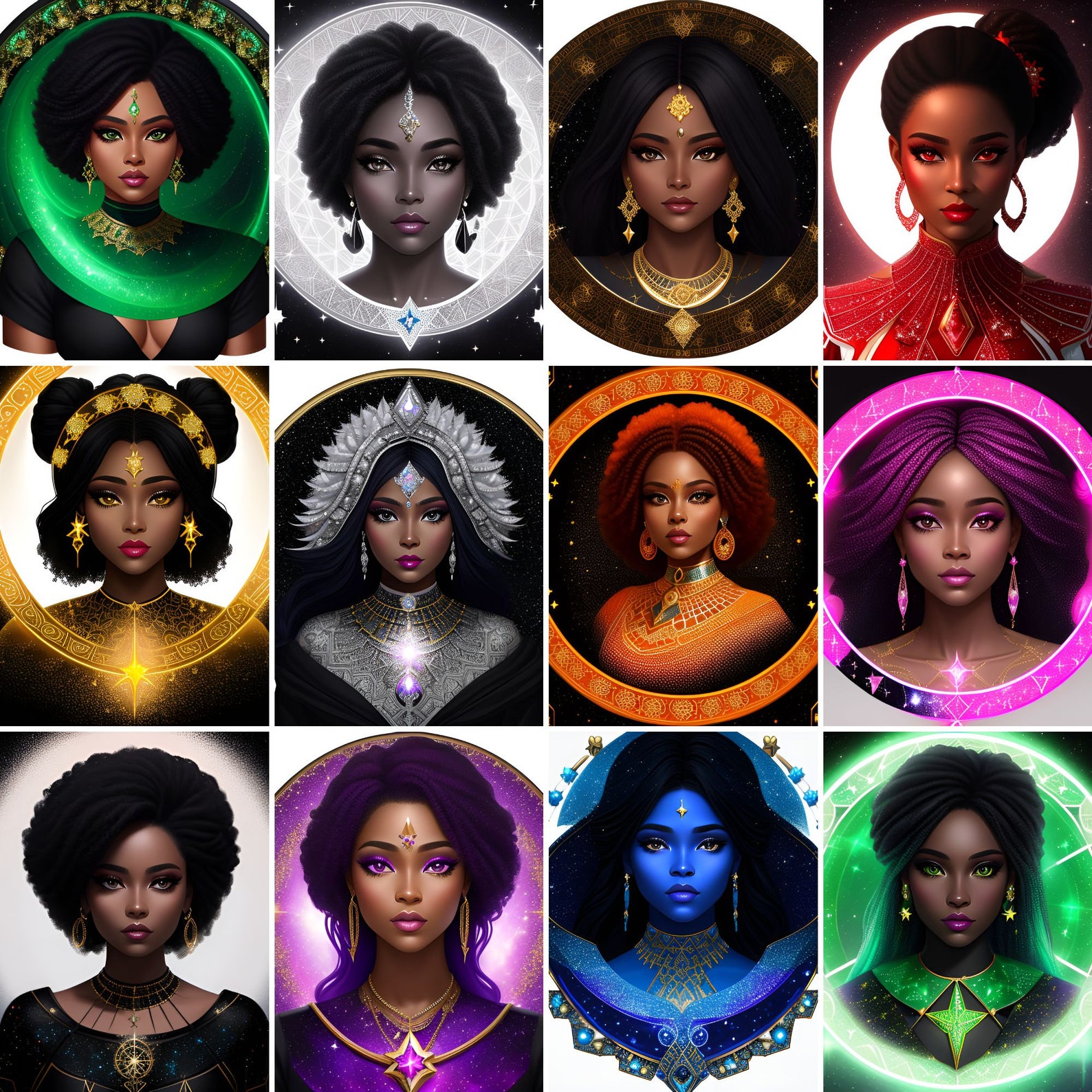 Afro Woman Zodiac PNG Clipart: 36 Black Girl Astrology Designs - Etsy