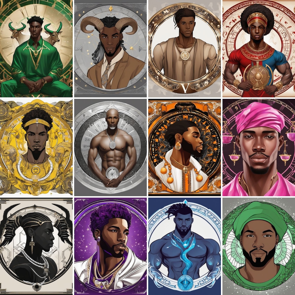 African American Zodiac PNG, Afro American Male Zodiac, 36 Graphics ...