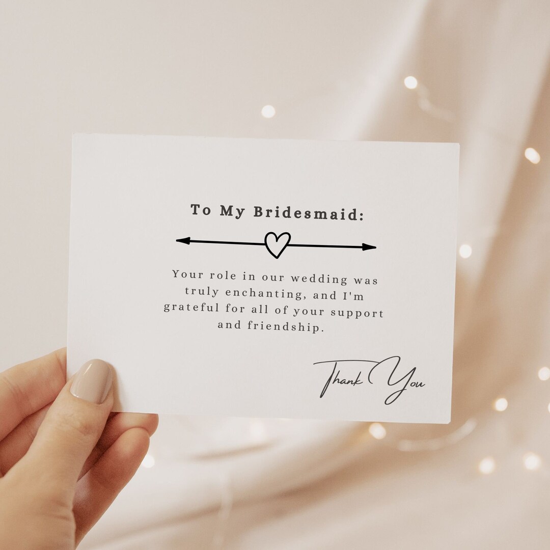 Bridesmaid Thank You Card Template: Wedding Bridal Party Appreciation ...