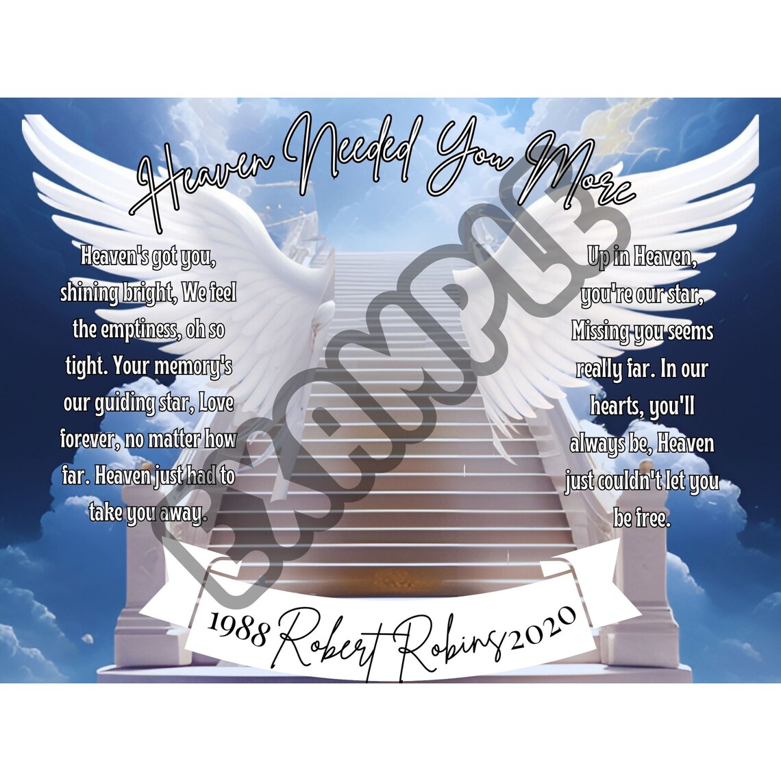 Personalized Memorial Poem Funeral Card Template (PNG) - Etsy