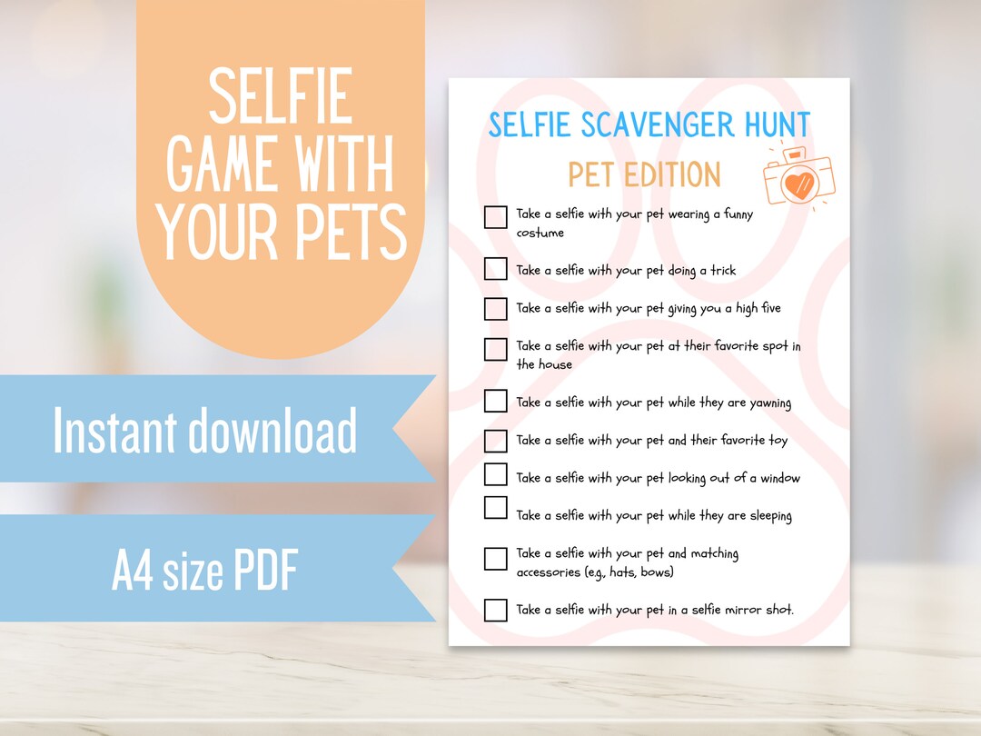 Selfie Scavenger Hunt Printable for Kid and Pet Fun Activity Idea for ...