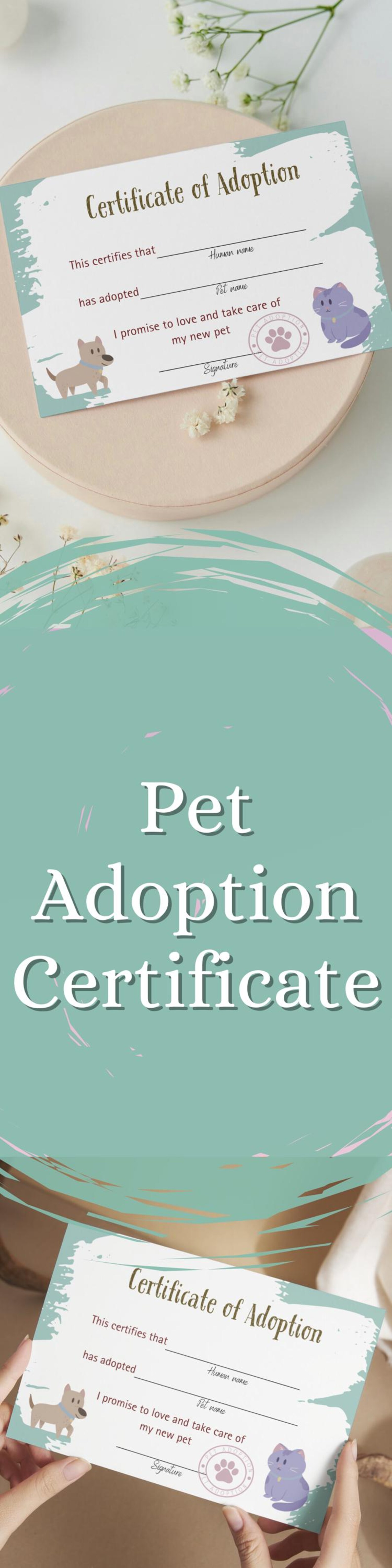 Pet Adoption Certificate for Kids Fun Activity With Pet Cute Room Decor ...