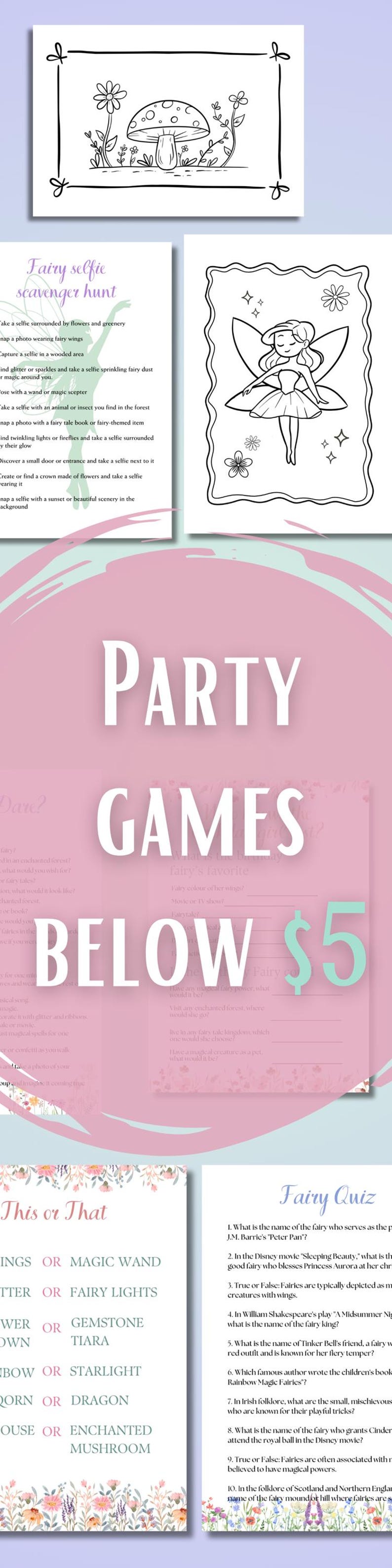 Fairy Game Bundle Printable for Children and Friends Celebration Fun ...