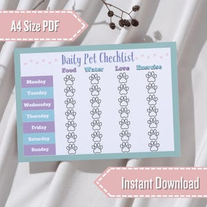 Kids Checklist for Pet Organisation Tool for Children Gift Idea for Pet ...