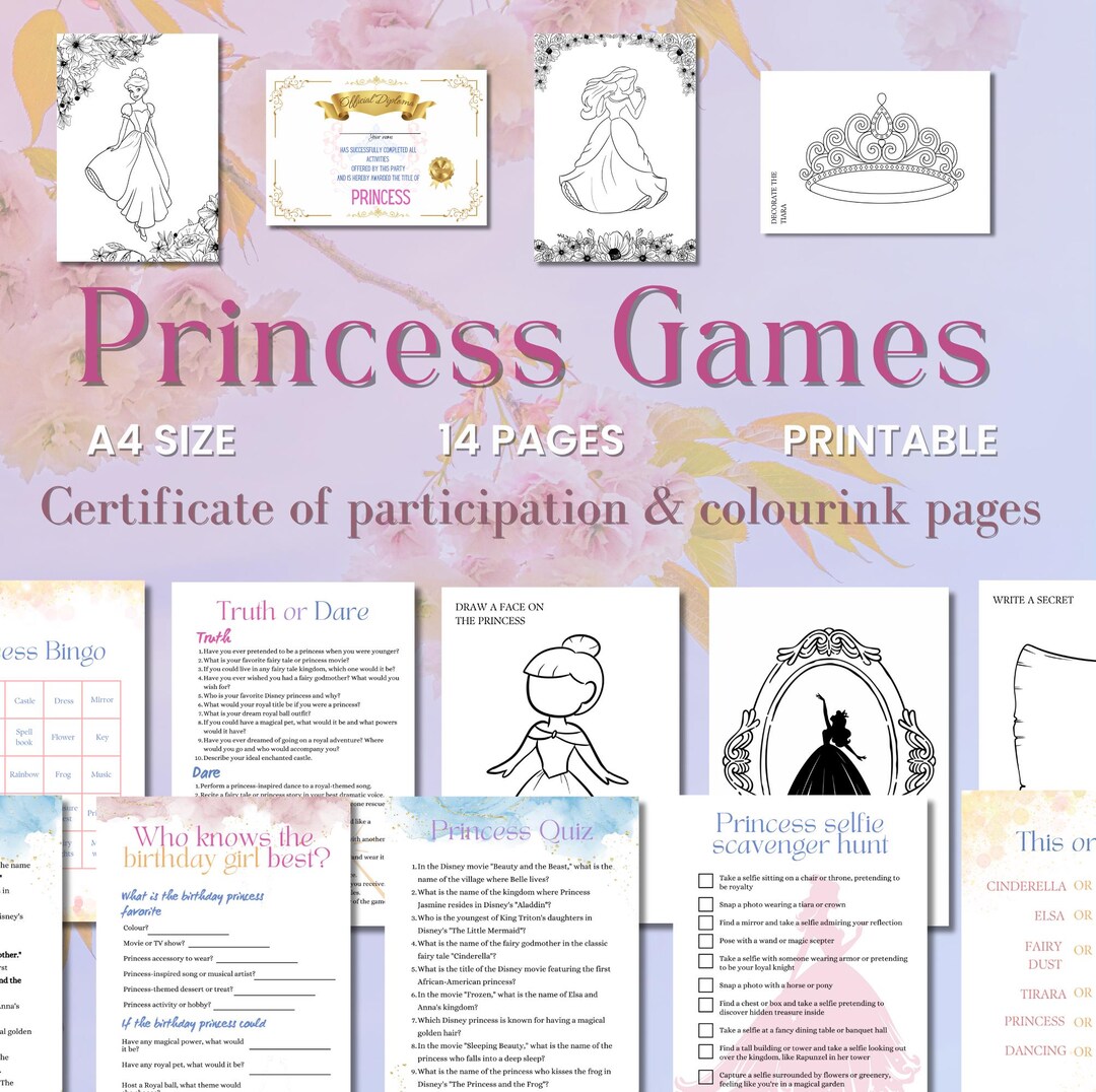 Princess Birthday Game Bundle and Activity for a Princess Theme Party ...