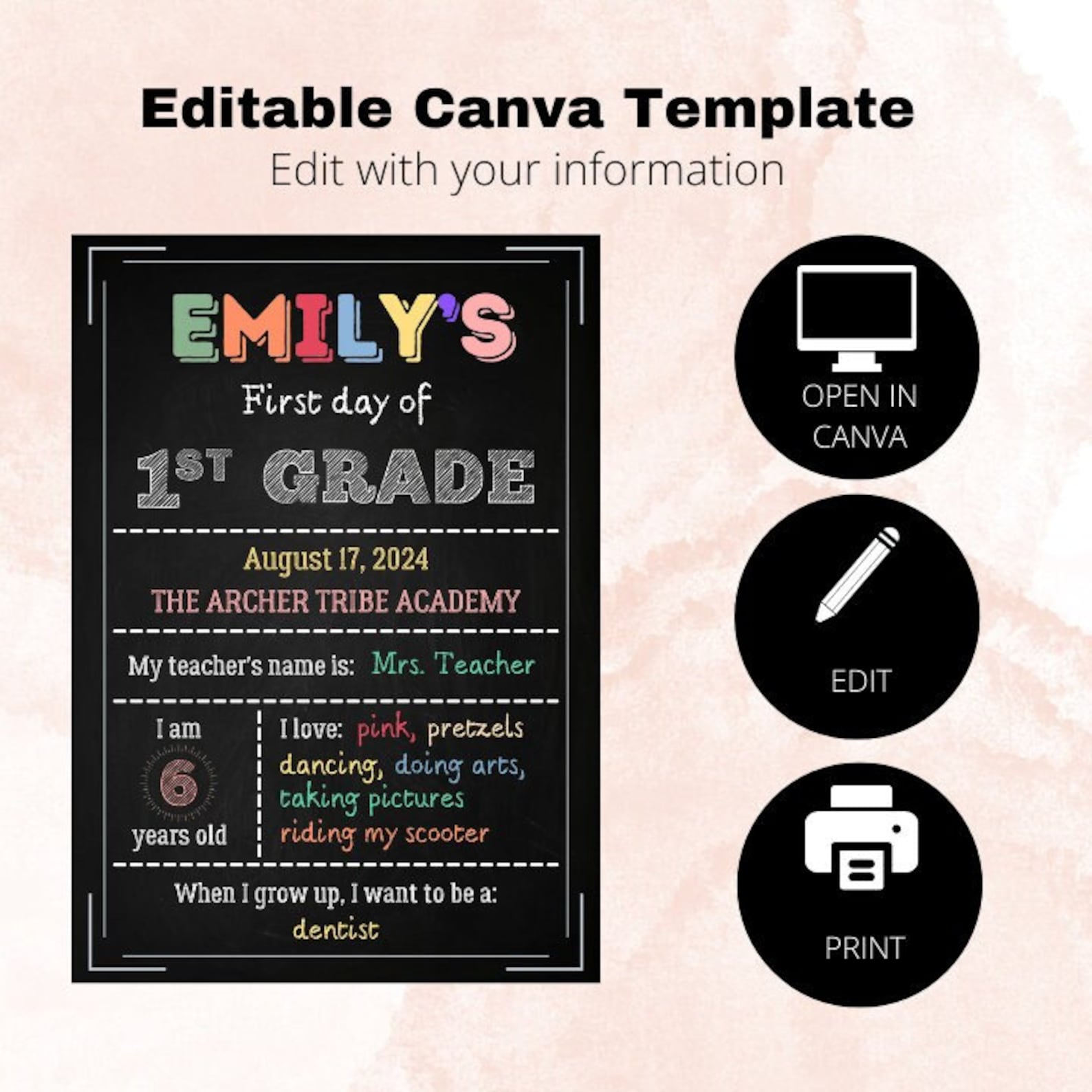 First Day of School DIGITAL DOWNLOAD| Back to School Sign Template ...
