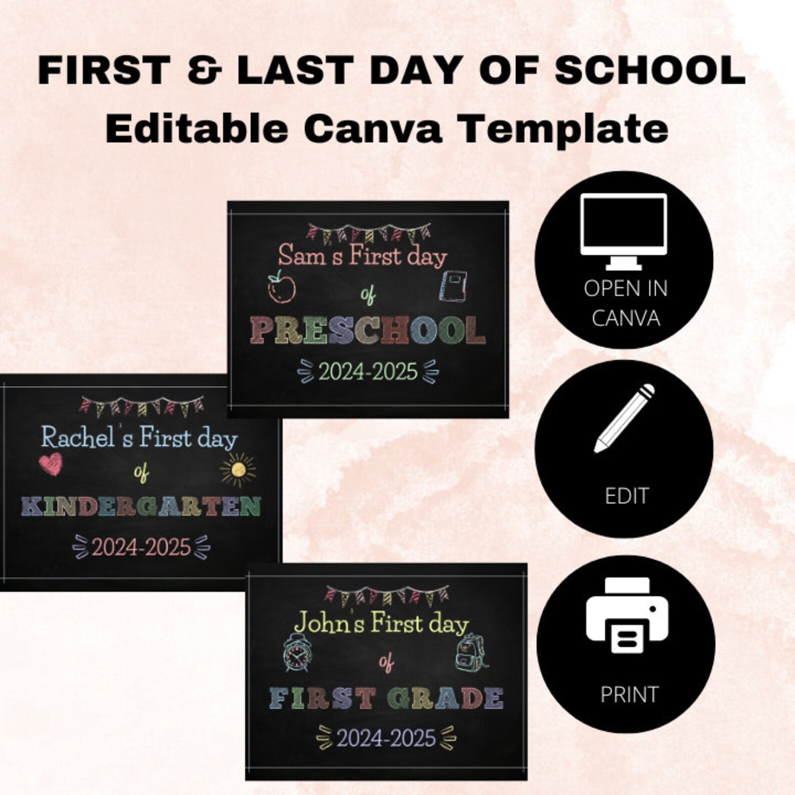 First Day of School DIGITAL DOWNLOAD| Back to School Sign Template ...