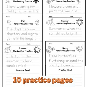 Seasonal Writing Practice | Printable Worksheets | Homeschool | Tracing ...