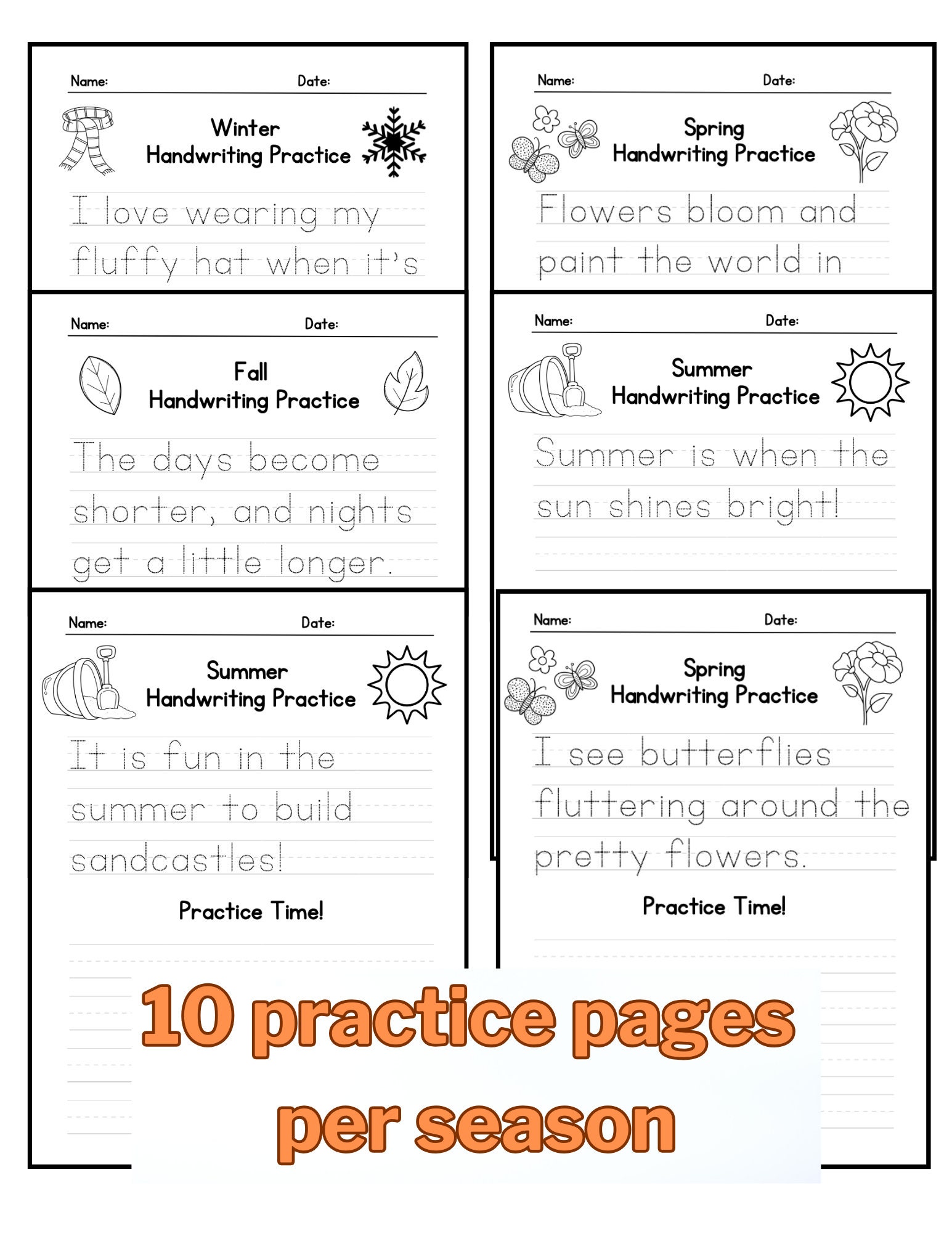 Seasonal Writing Practice | Printable Worksheets | Homeschool | Tracing ...