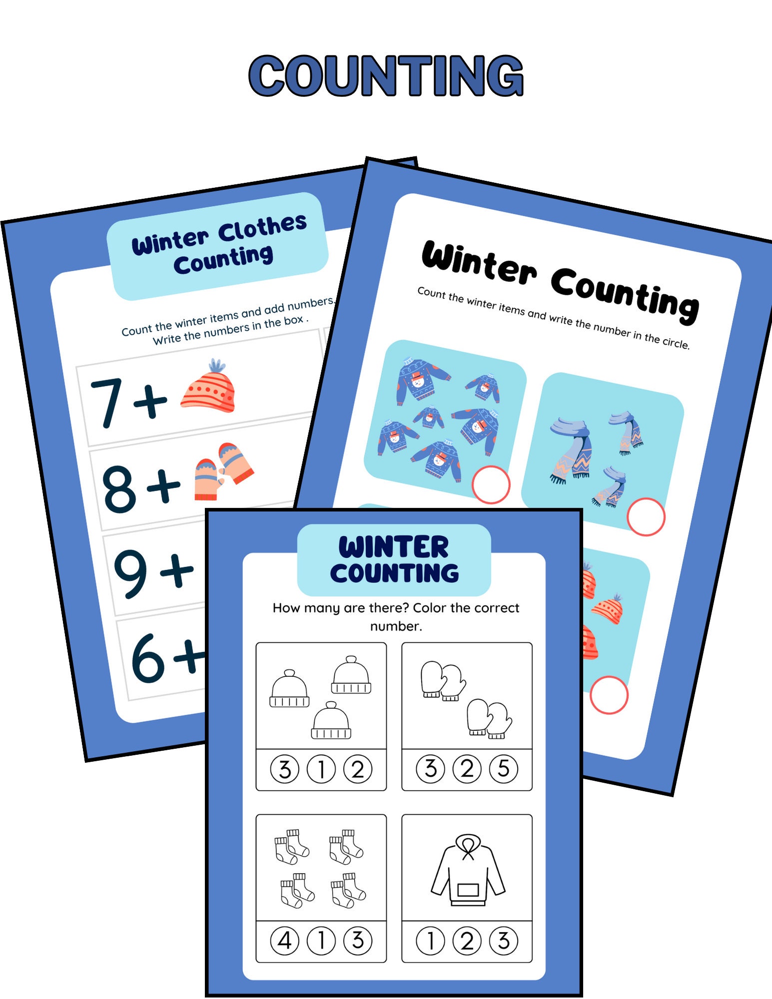 Winter-themed Preschool Activity Bundle 52 Pages Printable Worksheets ...