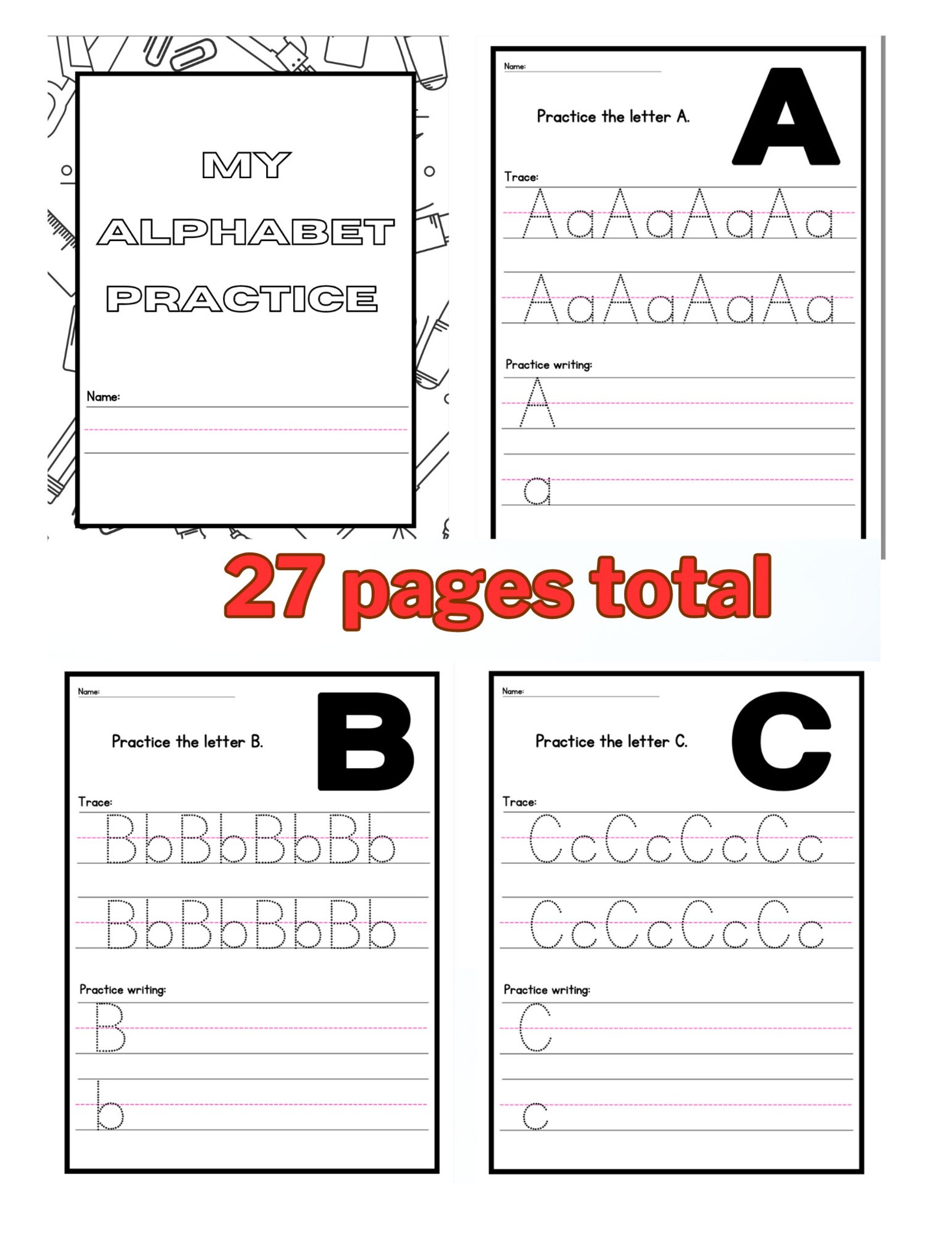 Alphabet Tracing and Handwriting Practice | Printable Worksheets ...
