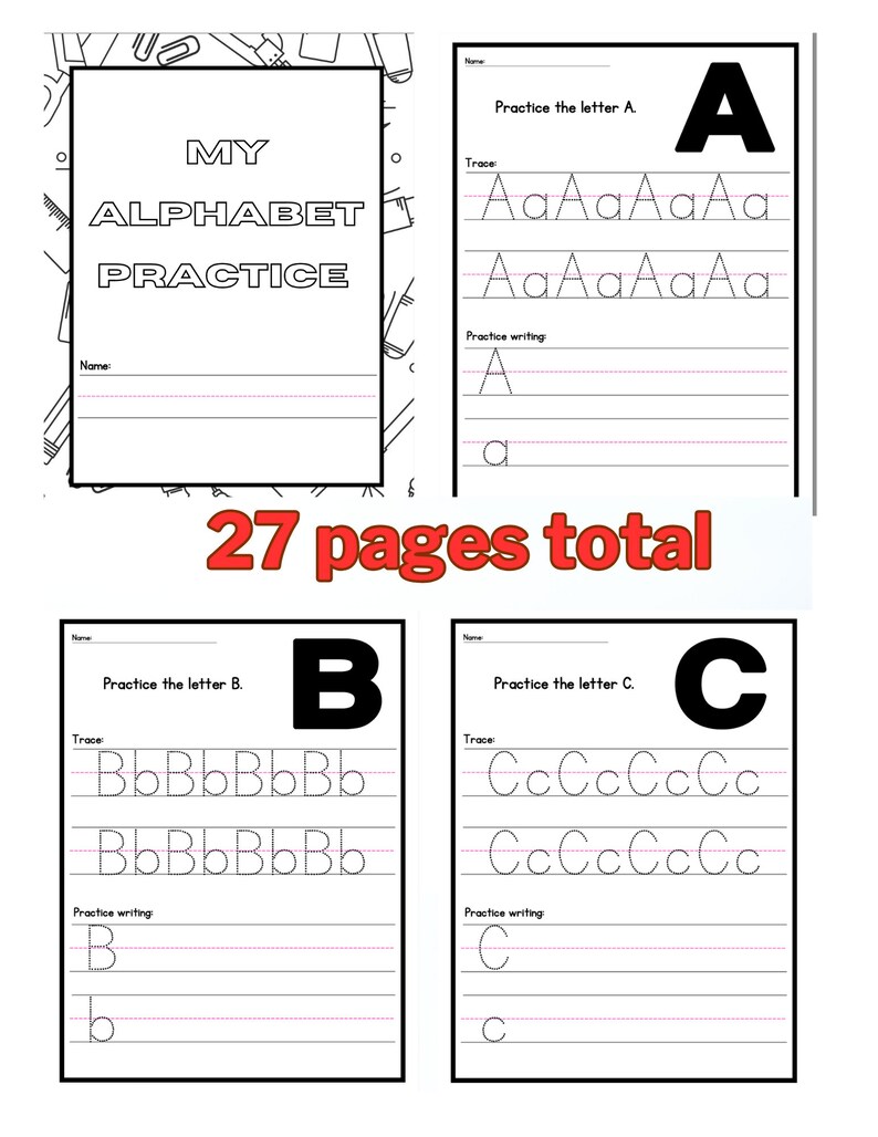 Alphabet Tracing and Handwriting Practice | Printable Worksheets ...