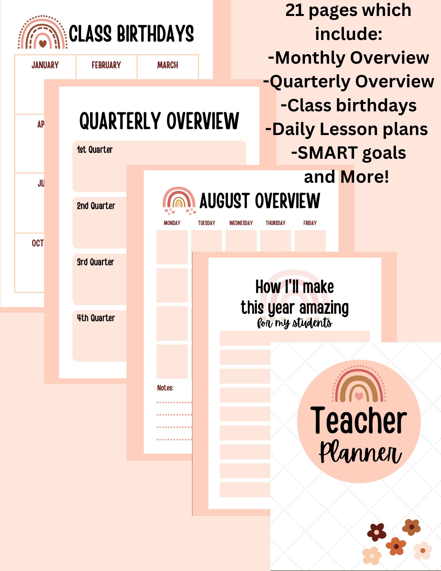Teacher Planner and Monthly Overview - Etsy