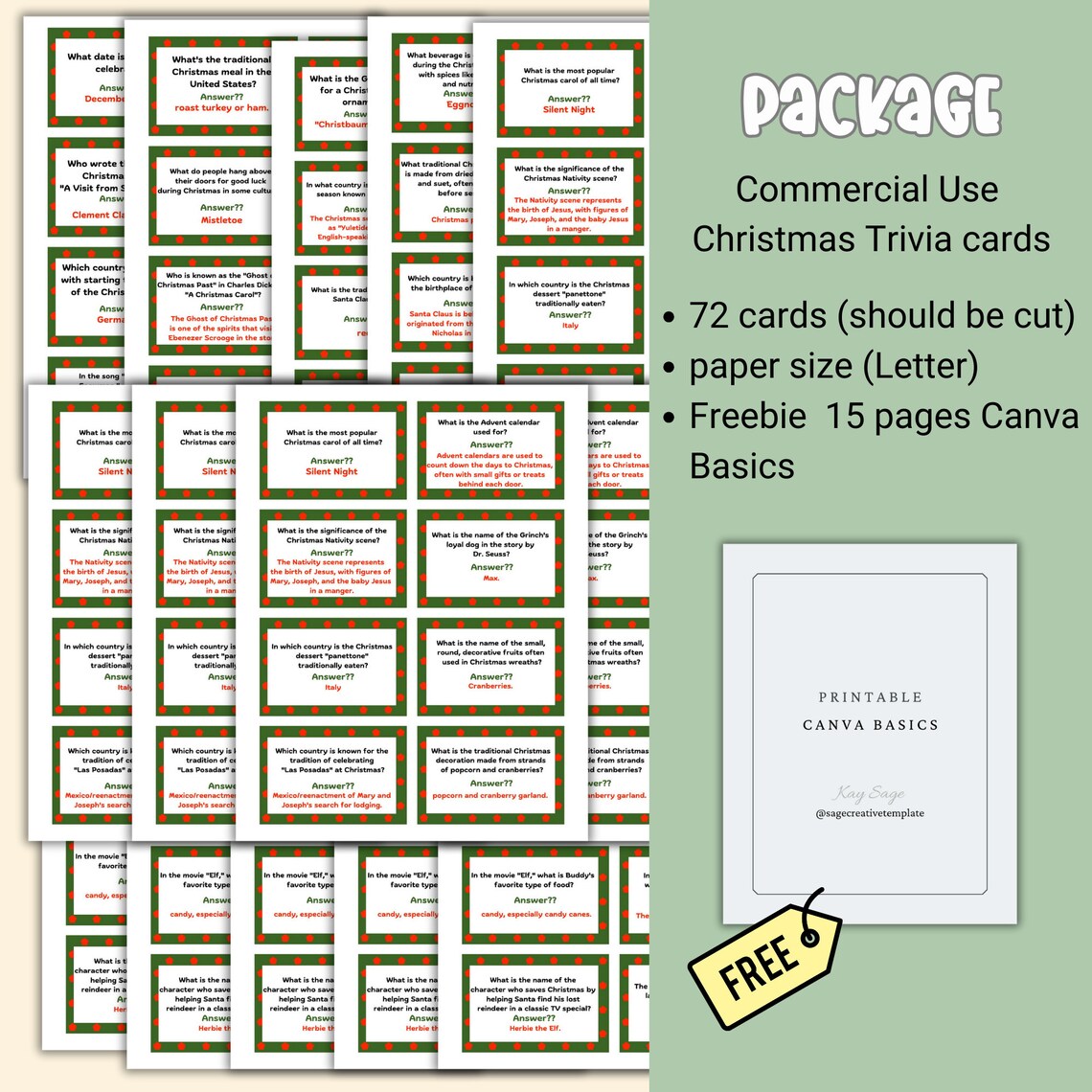 Christmas Trivia Game Template: Editable Canva Printable (PLR) - Etsy