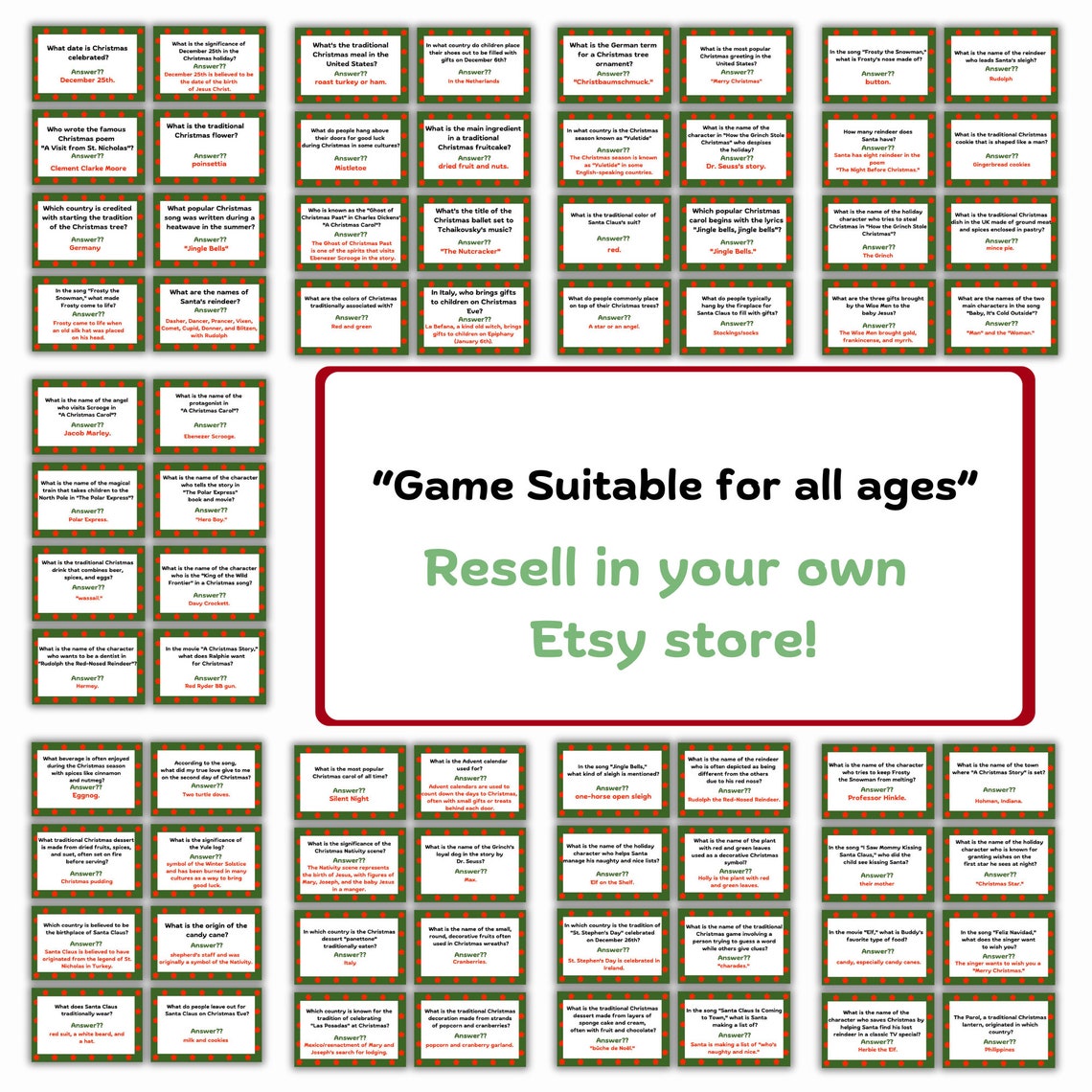 Christmas Trivia Game Template: Editable Canva Printable (PLR) - Etsy