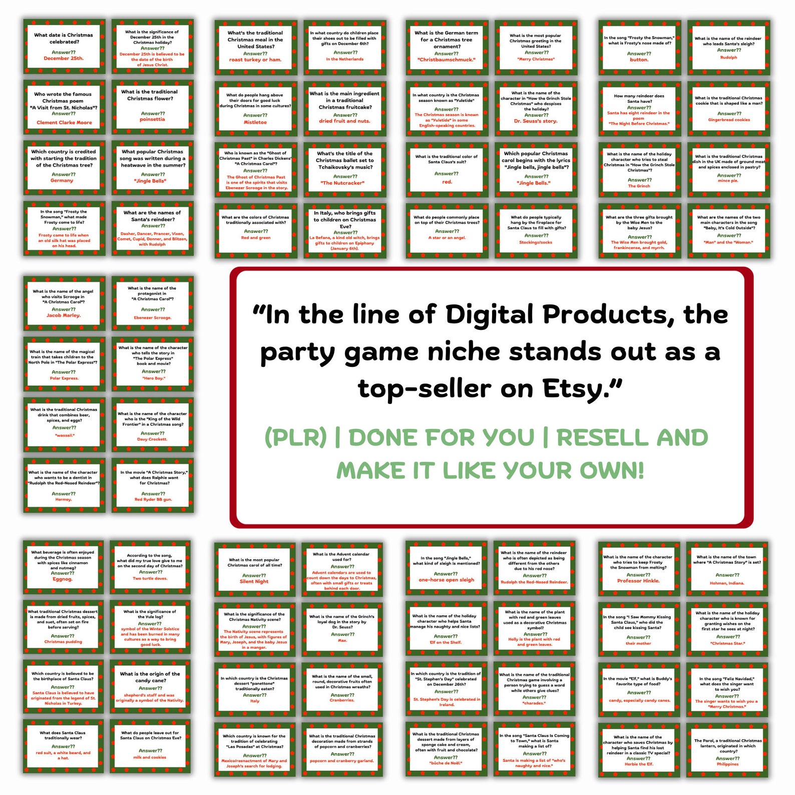 Christmas Trivia Game Template: Editable Canva Printable (PLR) - Etsy