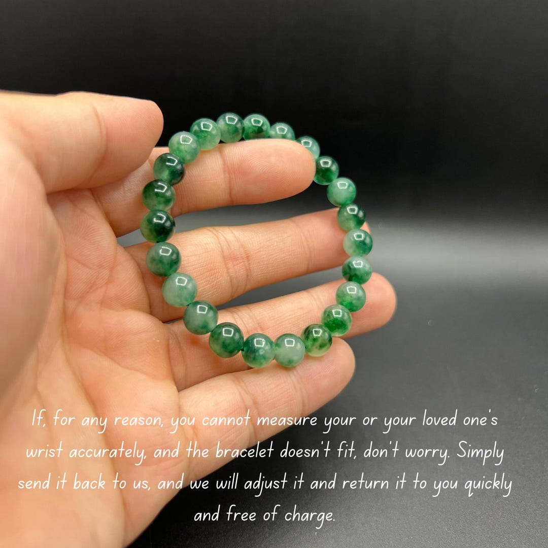 Natural Vietnamese Green Jade Bead Bracelet 8mm | Handmade Jewelry ...