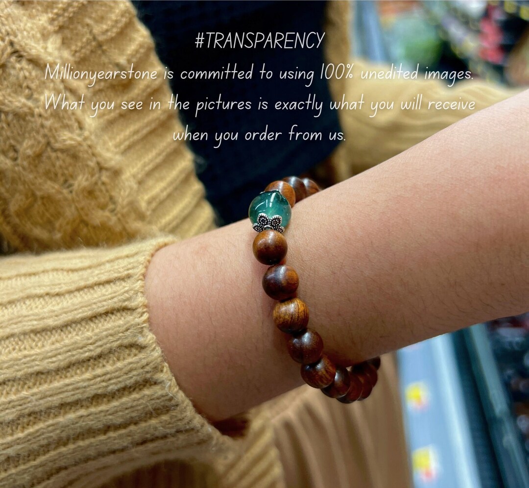 Macrame Brown Wood and Vietnamese Jade Charm,healing Stone Wristlet ...