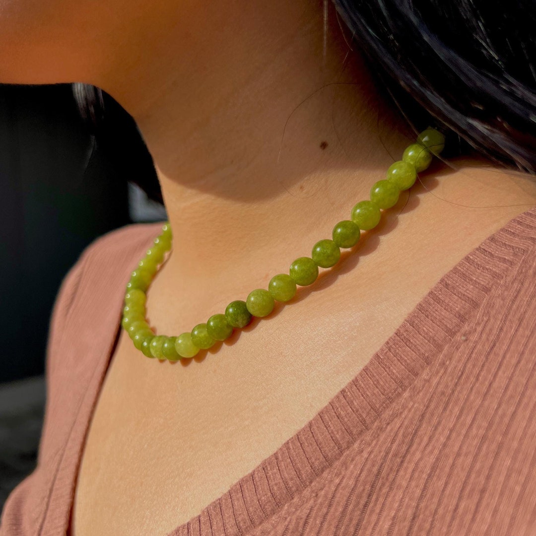 Natural Parrot Jade Necklace 8mm Beads (50) |feng Shui Inspired Aging ...