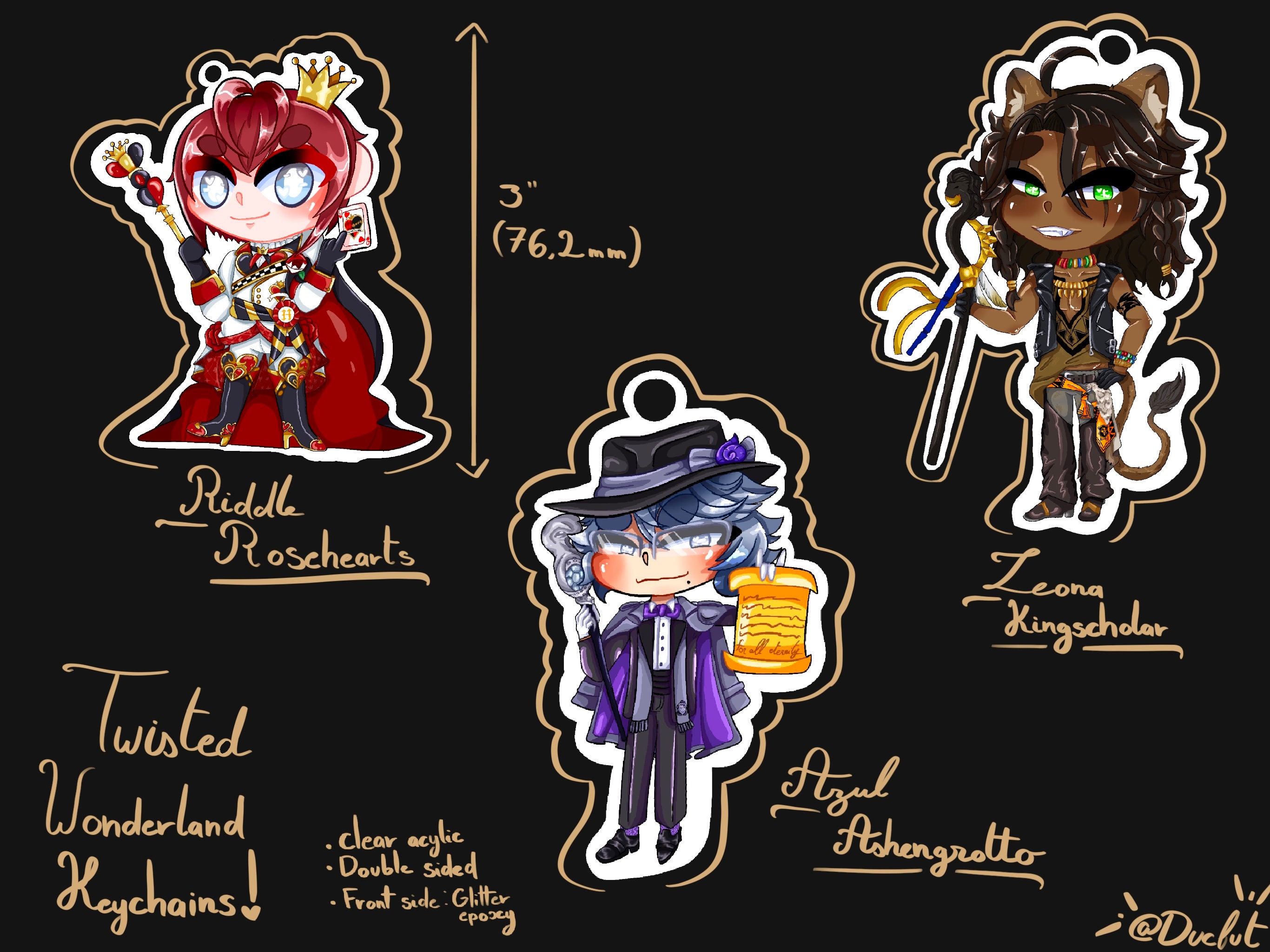 Twisted Wonderland Riddle,leona, and Azul Keychains - Etsy