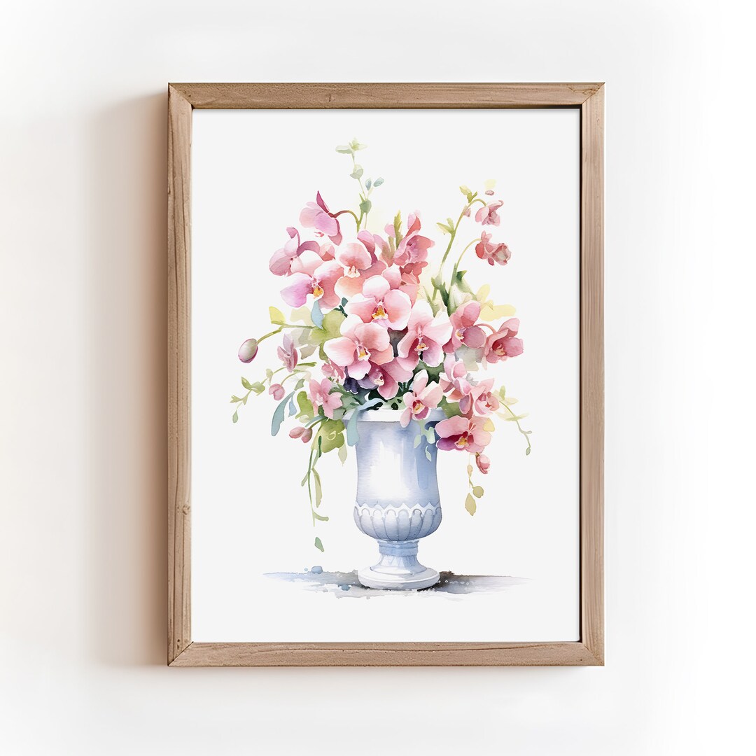 Pink Orchids Watercolor Art, Orchid Flower Print, Flower Printable Art ...