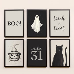 Halloween Set of 6 Prints, Halloween Poster, Spooky Wall Art, Pumpkin ...